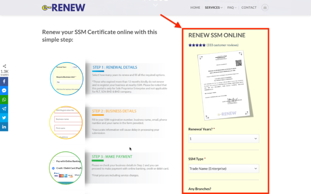 Cara Renew SSM Secara Online di e-Renew.my | e-Renew.my